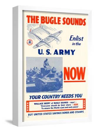 'The Bugle Sounds Enlist in the U.S. Army Now WWII War Propaganda Art ...