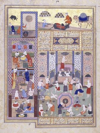 'The Caliph Harun Al-Rashid at the Baths, C. 1584-5 (Gouache with Gold ...