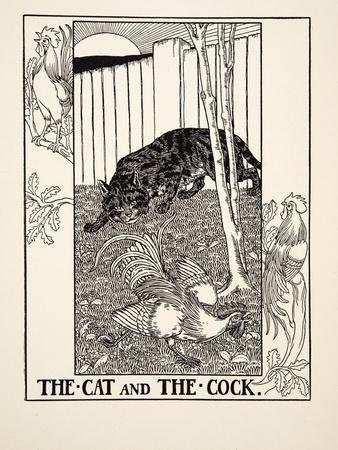 'The Cat and the Cock, from A Hundred Fables of Aesop, Pub.1903 ...