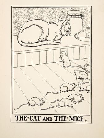 'The Cat and the Mice, from A Hundred Fables of Aesop, Pub.1903 ...