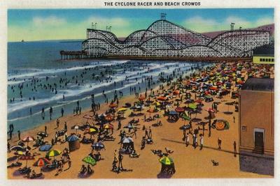 'The Cyclone Racer and Beach Crowds, Long Beach - Long Beach, CA ...