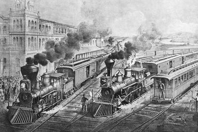 'The First American Railroads Express Train, 1874, United States, 19th ...