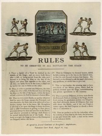 'The First Rules of Boxing Published August 16th 1743' Photographic ...