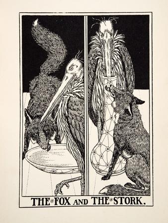 'The Fox and the Stork, from A Hundred Fables of Aesop, Pub.1903 ...