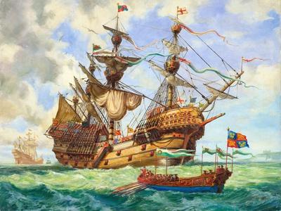'The Great Harry, Flagship of King Henry's Fleet, Sporting Many of its ...