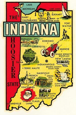 The Hoosier State Map | AllPosters.com
