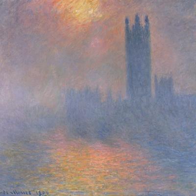 'The Houses of Parliament, London, with the Sun Breaking Through the ...