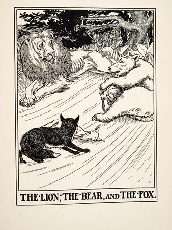 'The Lion, the Bear and the Fox, from A Hundred Fables of Aesop, Pub ...