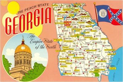'The Peach State, Georgia, Map' Prints | AllPosters.com