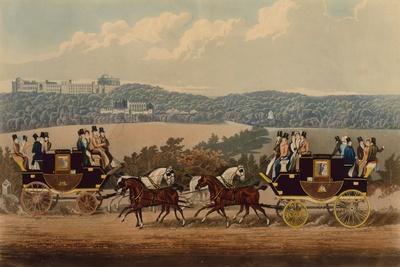 'The Reading Telegraph Coaches (Coloured Engraving)' Giclee Print ...