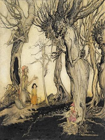 'The Trees and the Axe, from 'Aesop's Fables', C.1912 (Pen & Ink with W ...