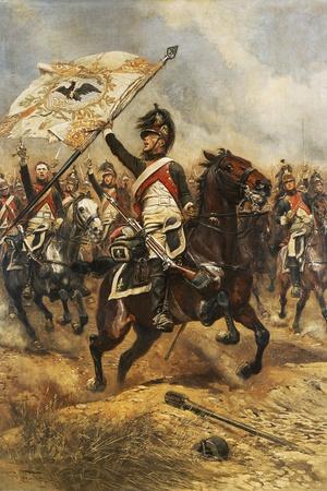 'The Trophy, Soldier of 4th French Dragoon Regiment with Prussian Flag ...