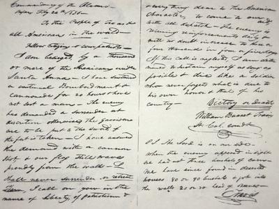 'The Victory of Death Letter Written by the Alamo Commander William ...