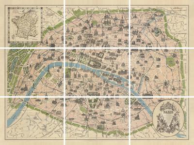 'Vintage Paris Map' Giclee Print - The Vintage Collection | AllPosters.com