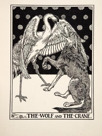 'The Wolf and the Crane, from A Hundred Fables of Aesop, Pub.1903 ...