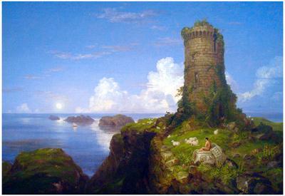 'Thomas Cole Italian Coast Scene with Ruined Tower Art Print Poster ...