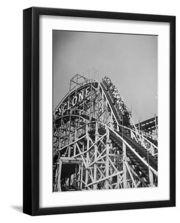'Thrill Seekers at the Top of the Cyclone Roller Coaster at Coney ...