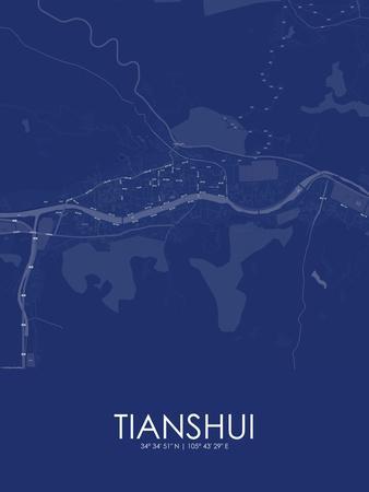 'Tianshui, China Blue Map' Poster | AllPosters.com