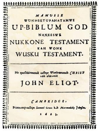 'Title Page of the Indian Bible of John Eliot (1604-1690) Jesuit ...