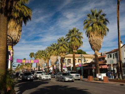 'Traffic on Road with Palm Trees at the Roadside, South Palm Canyon ...