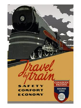 'Travel by Train, Safety, Comfort, Economy' Posters | AllPosters.com