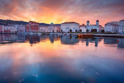 Trieste, Italy. Cityscape image of downtown Trieste, Italy at dramatic ...