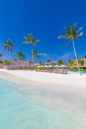 'Tropical beach vertical panoramic banner. Amazing summer landscape ...