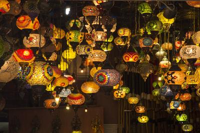 'Turkey, Istanbul. Lighting Store, Featuring Mosaic Glass Lamps in the ...
