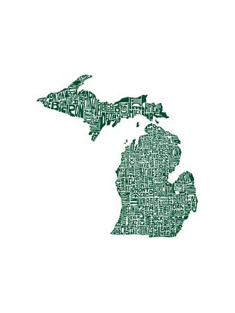 'Typographic Michigan Forest Green' Posters - CAPow | AllPosters.com