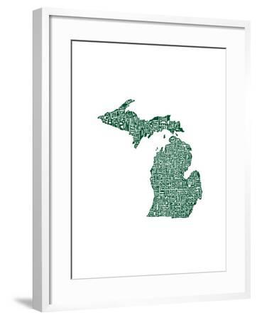 'Typographic Michigan Forest Green' Posters - CAPow | AllPosters.com