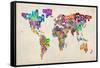 'Typographic Text World Map' Stretched Canvas Print - Michael Tompsett ...