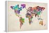 'Typographic Text World Map' Stretched Canvas Print - Michael Tompsett ...