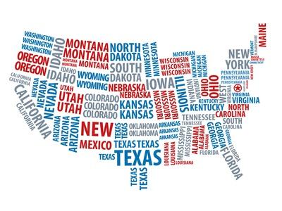 'Typography Usa Map' Poster - NaxArt | AllPosters.com