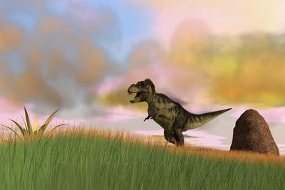 'Tyrannosaurus Rex in Prehistoric Grasslands' Prints | AllPosters.com