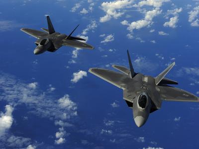 'U.S. Air Force F-22 Raptors in Flight Near Guam' Photographic Print ...