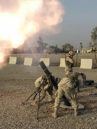 'U.S. Army Soldiers Fire a 120mm M120 Battalion Mortar' Photographic ...