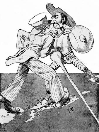'Uncle Sam and Don Quixote Face off on Cuba' Giclee Print | AllPosters.com