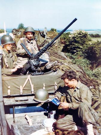 'United States Army Soldiers Atop an M4 Half-Track Armoured Personnel ...