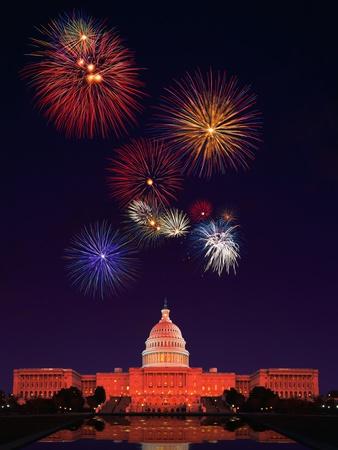 'United States Capitol Building and Fireworks' Photographic Print ...