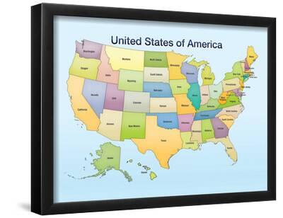 'United States of America Map Educational Poster Print' Photo ...