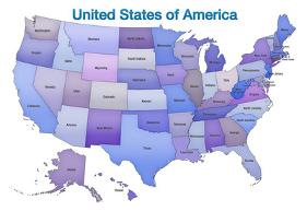 'United States of America Map USA Blue Tonal Art Poster Print' Posters ...