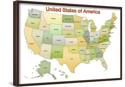 'United States of America Map USA Green Tonal Art Poster Print' Photo ...