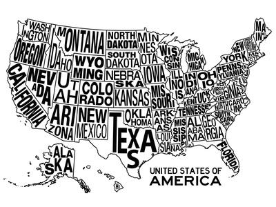 'United States of America Stylized Text Map' Posters | AllPosters.com