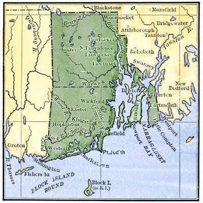 'United States, Rhode Island State: Map of Rhode Island, Showing ...