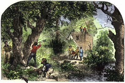 'United States, State of Virginia: Settlers Building Houses in the City ...