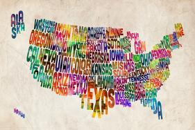 'United States Text Map' Poster - Michael Tompsett | AllPosters.com
