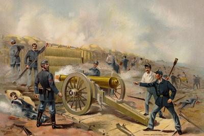 'US Army, Siege and Barbette Guns, Fort Haskell, 1865 (Colour Litho ...
