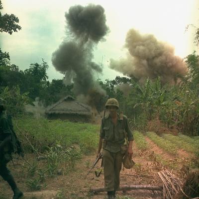 'US Marines Walk Away from Blown Up Viet Cong Base, May 1966' Photo ...
