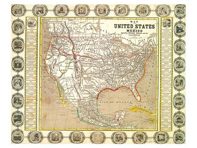 'US Mexico Map 1846' Premium Giclee Print | AllPosters.com