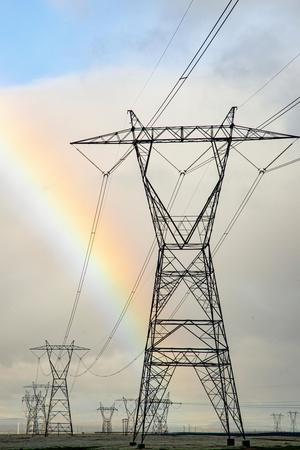 'USA, California. Mojave Desert, Antelope Valley, rainbow and ...